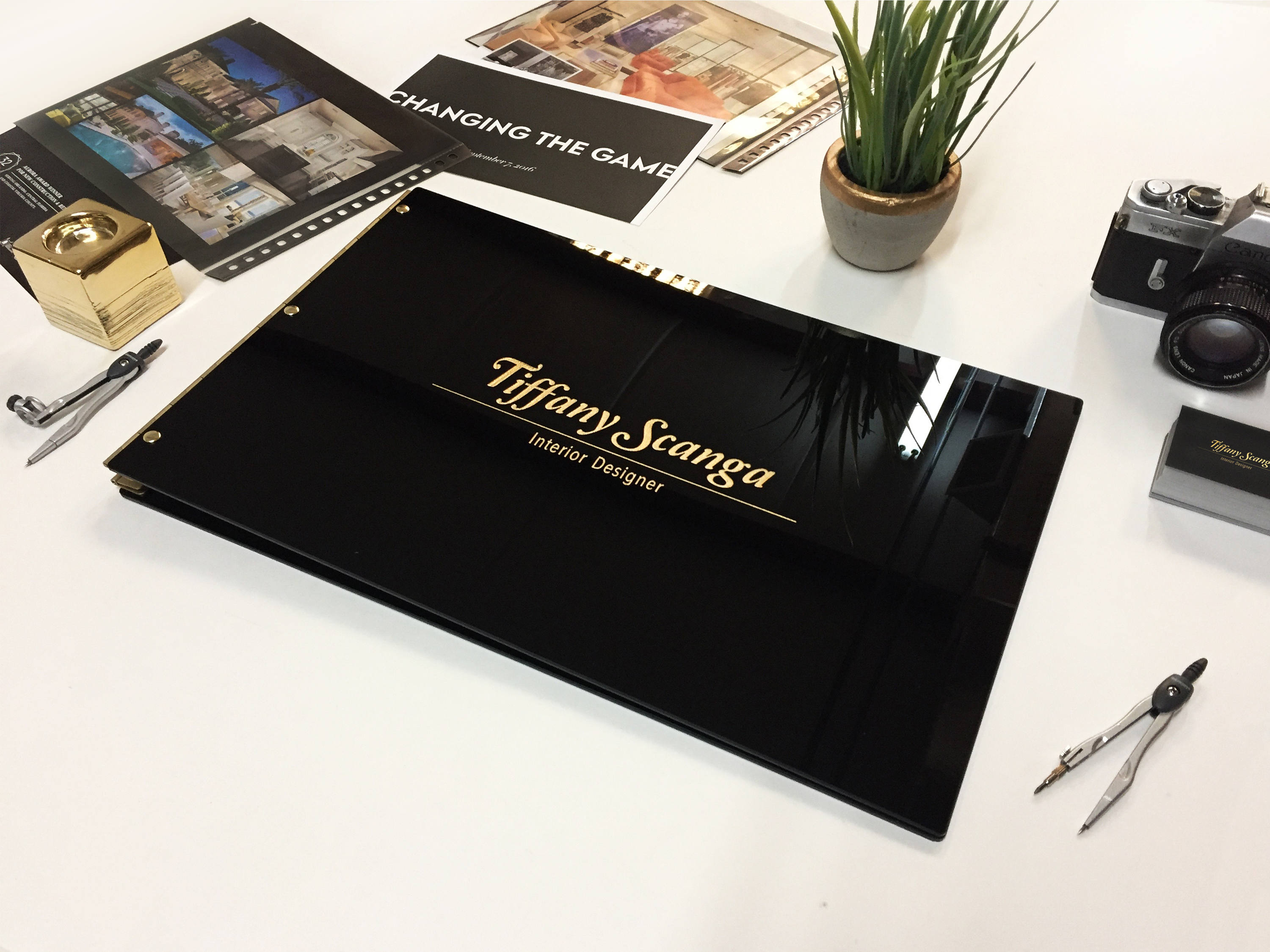 Glossy Black Portfolio With Gold Hinges 11x17 Portfolio Book | Etsy