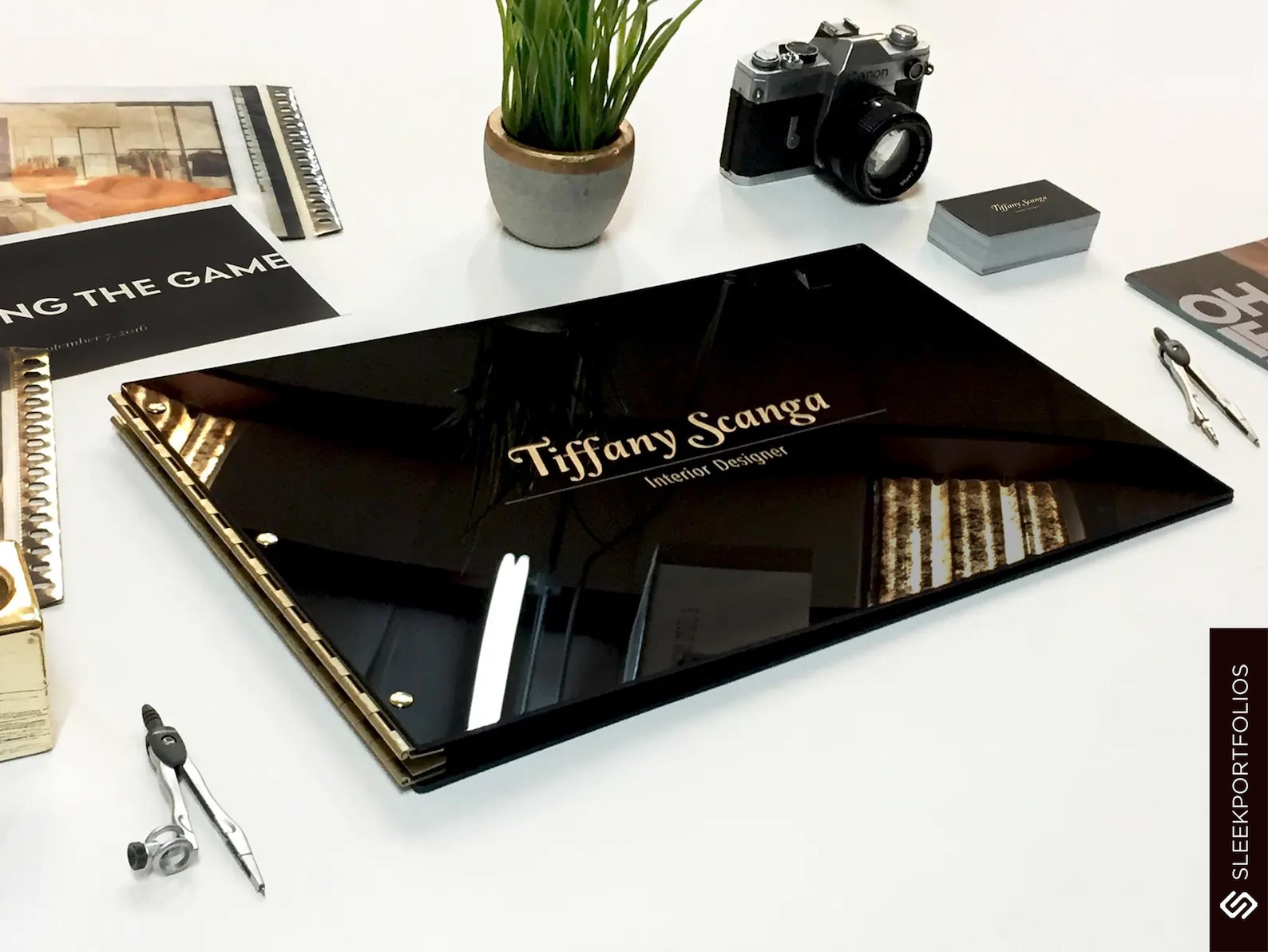 Glossy Black Portfolio With Gold Hinges 11x17 Portfolio Book Case 11x17 ...