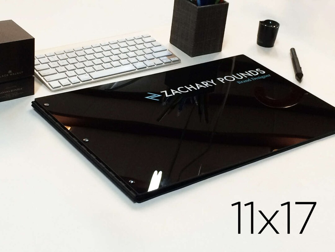 Portafolio negro brillante Portafolio negro horizontal de 11x17 ...