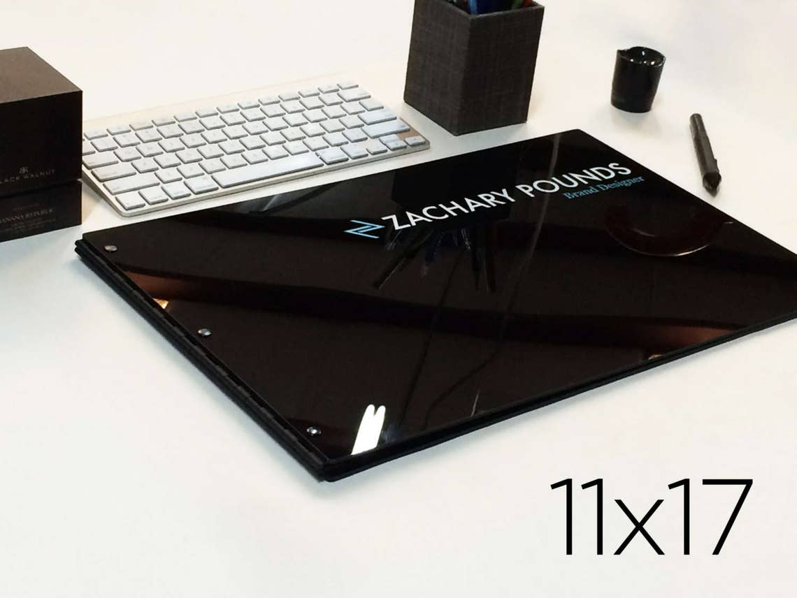 Glossy Black Portfolio 11x17 Landscape Black Portfolio Sleek | Etsy