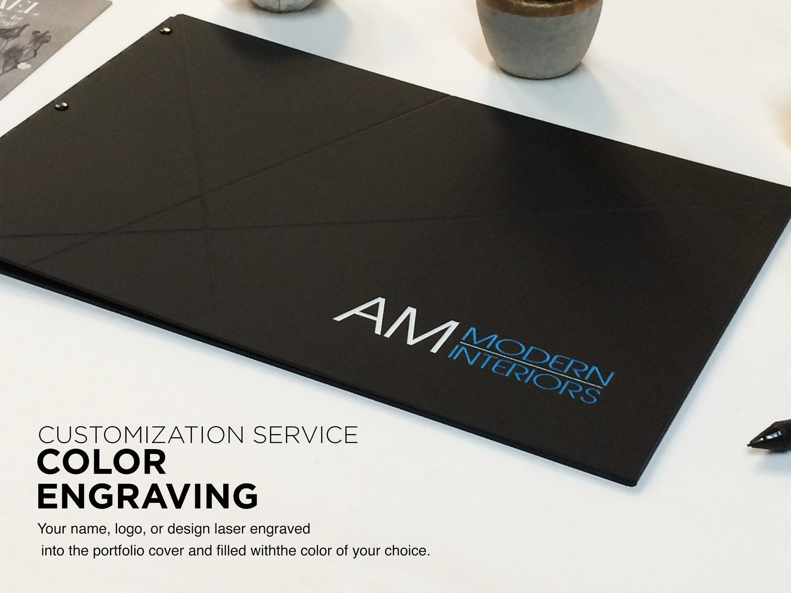 Matte Black Portfolio 11x17 Landscape Portfolio Sleek Portfolio Design ...