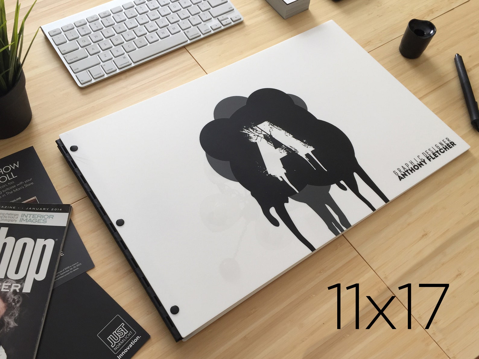 Portfolio 11x17 Landscape Glossy White With Black Hinges - Etsy