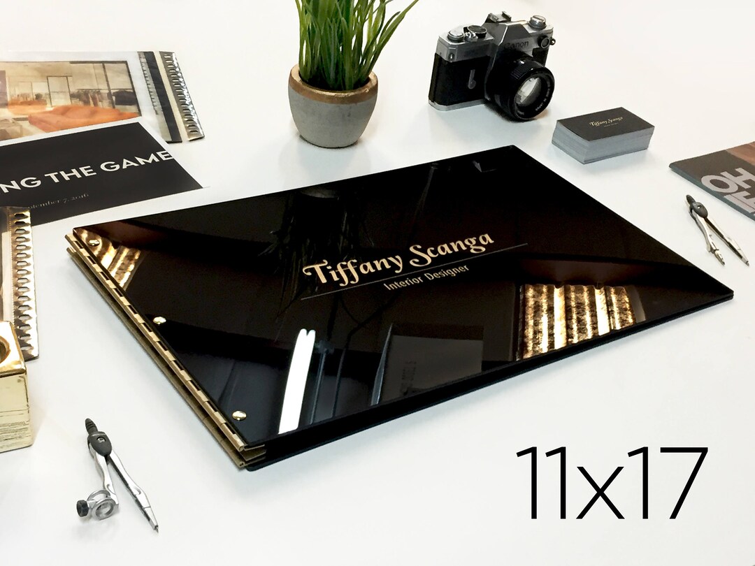 Glossy Black Portfolio With Gold Hinges 11x17 Portfolio Book Case 11x17 ...