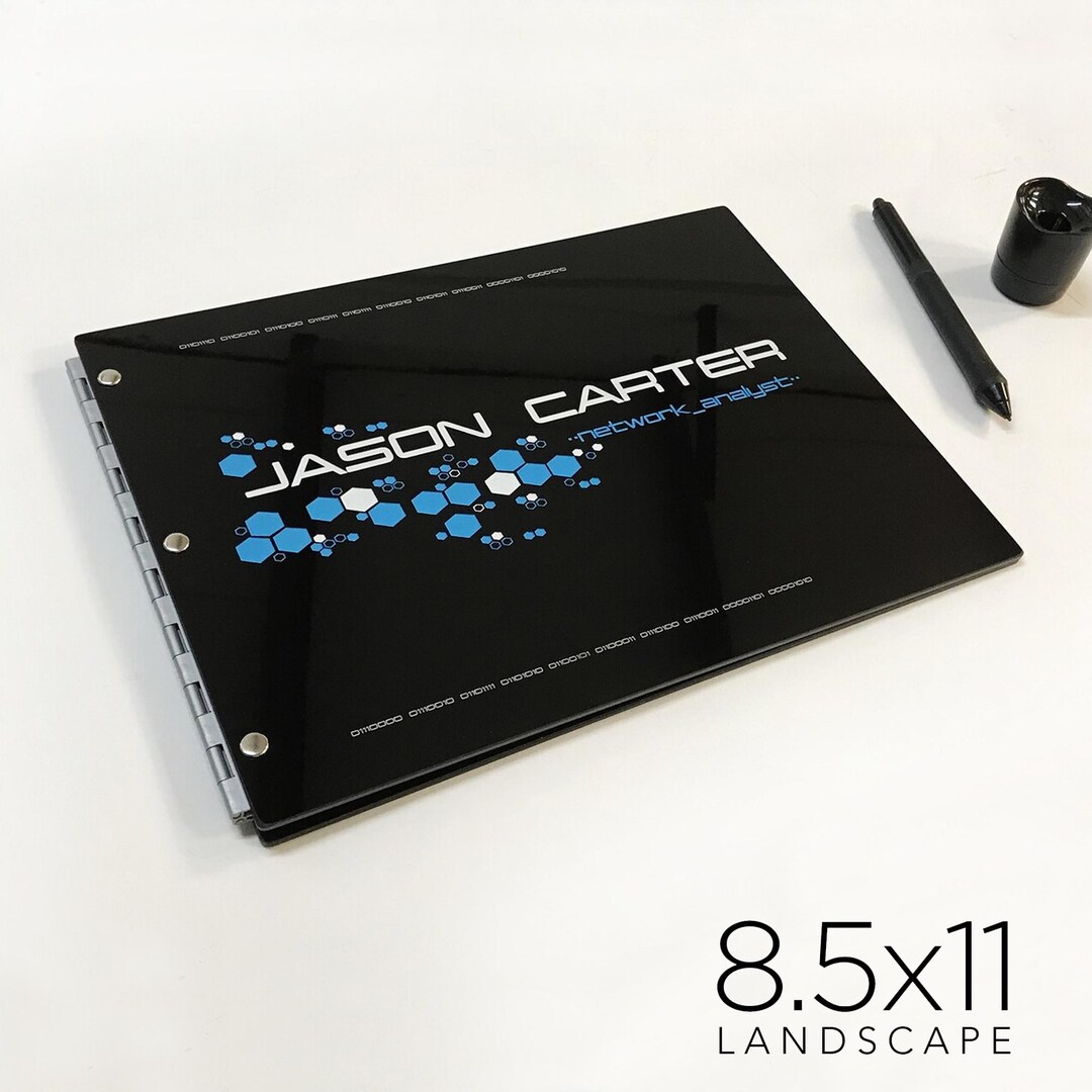 8.5x11 Landscape Glossy Black Portfolio With Silver Hinges Portfolio ...