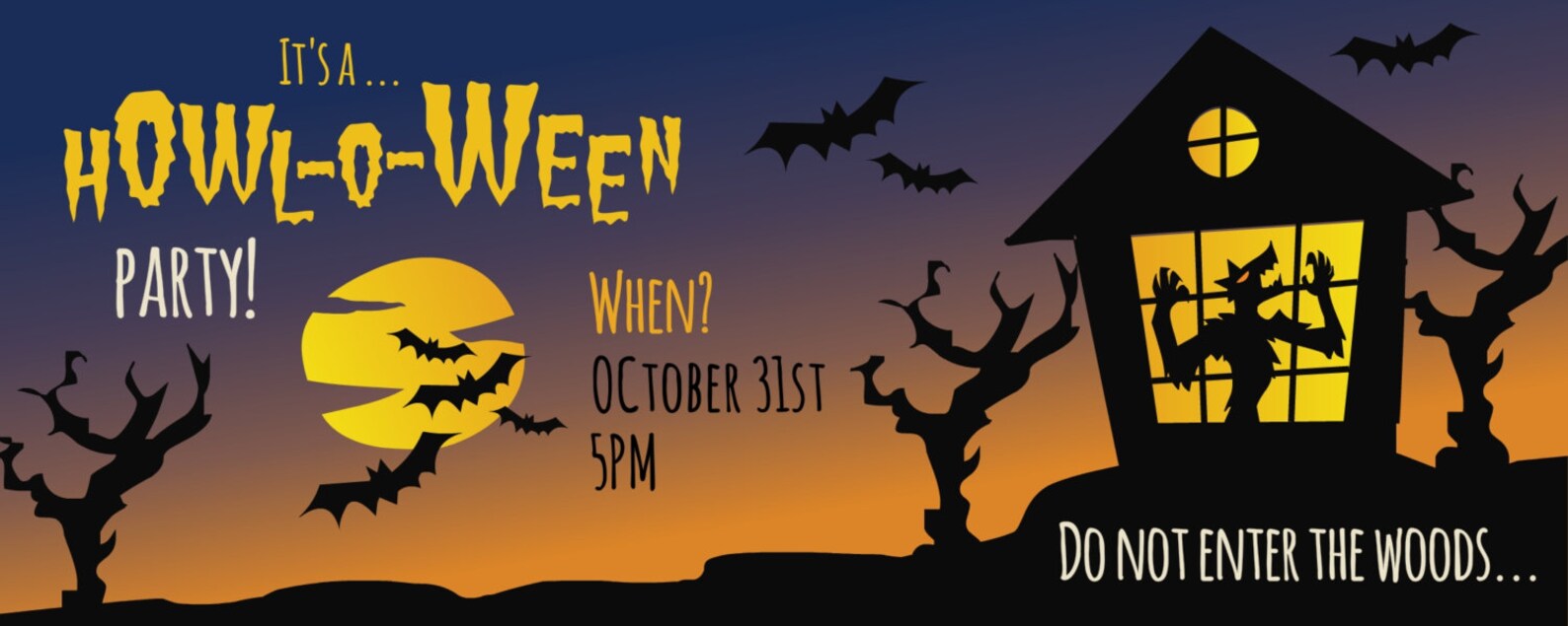 Howl-o-ween Invitation With Photo -- Card and Facebook Banner DIGITAL ...