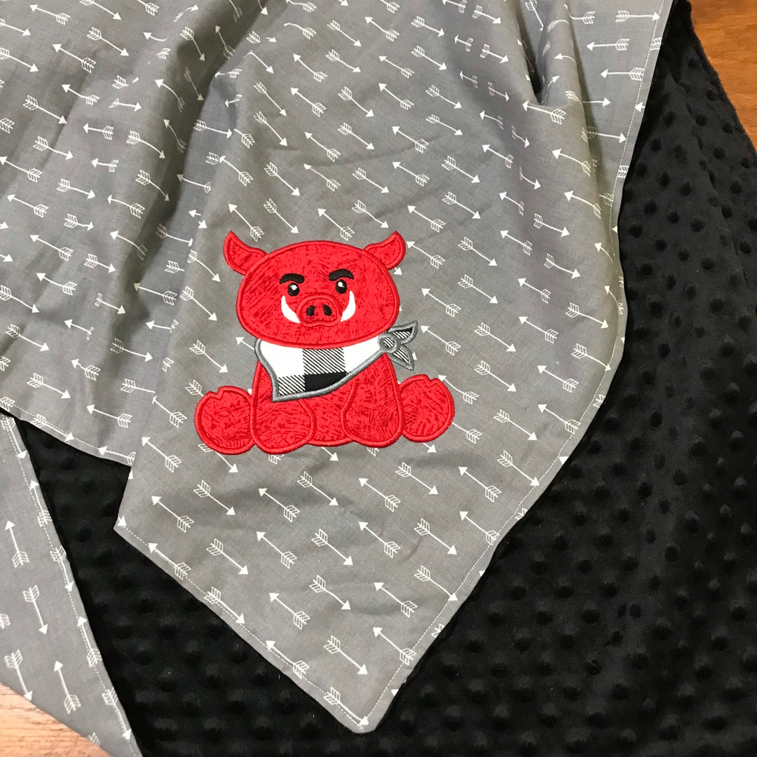 Personalized Razorback Baby Blanket: Gray Arrow Toddler Blanket - Etsy