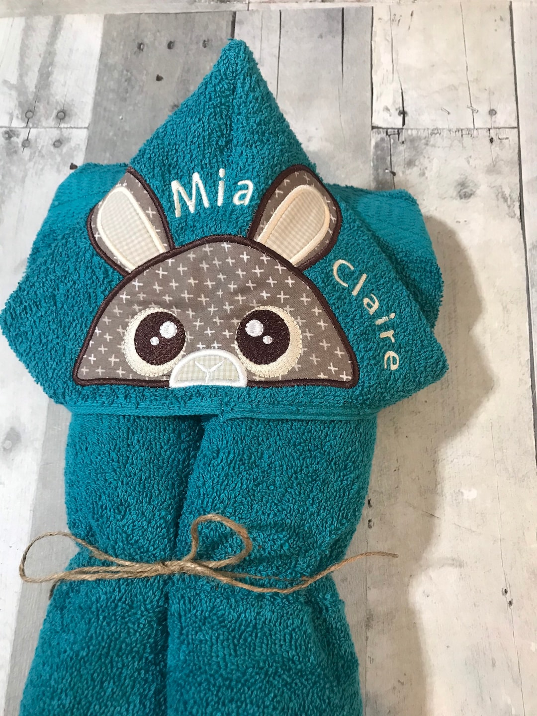 Peek-over Animal Hooded Bath Towel, Multiple Animal Choices Monogrammed ...