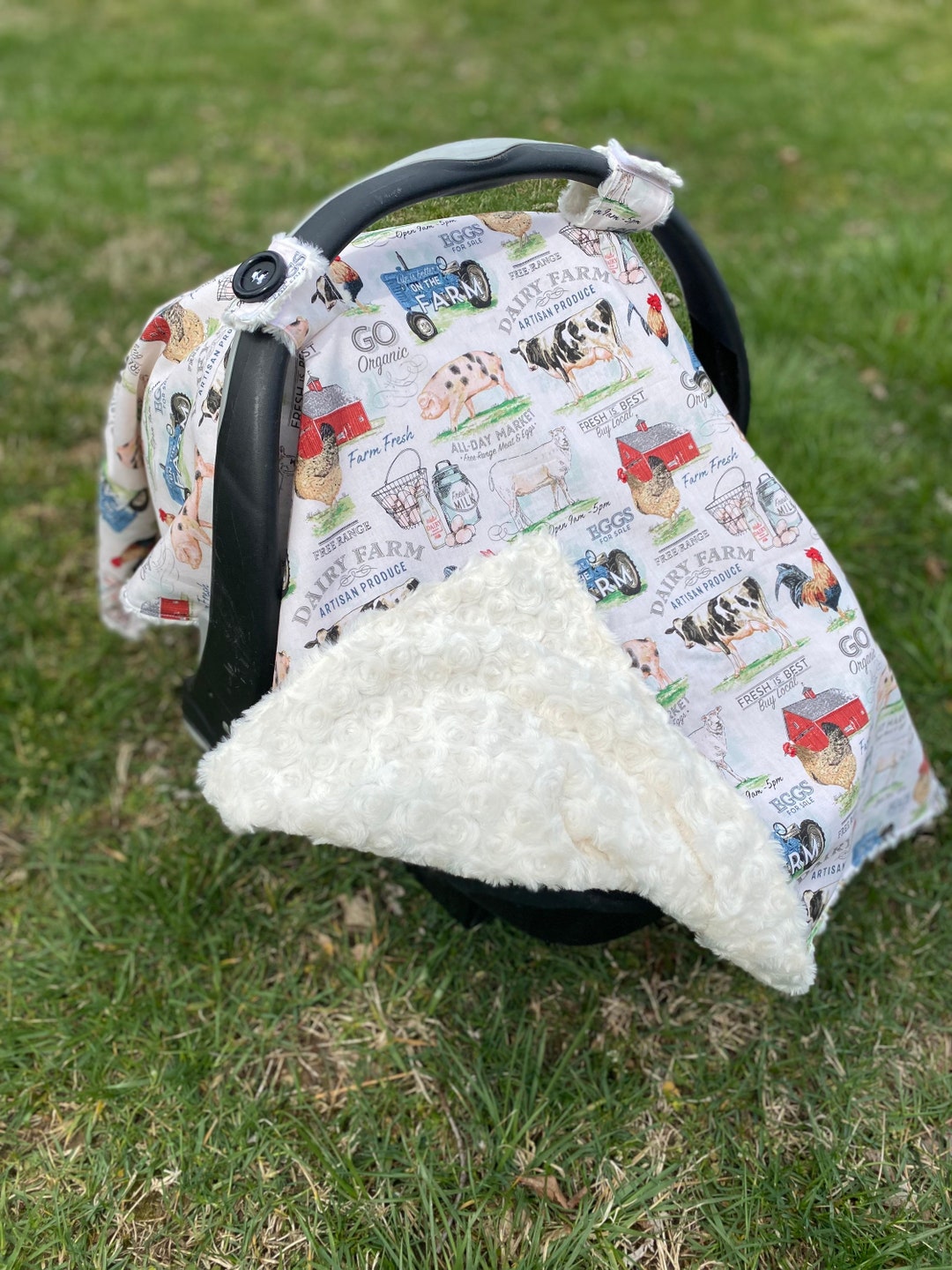 Farm Car Seat Cover Canopy, Go Organic, Cow, Pig, - Etsy