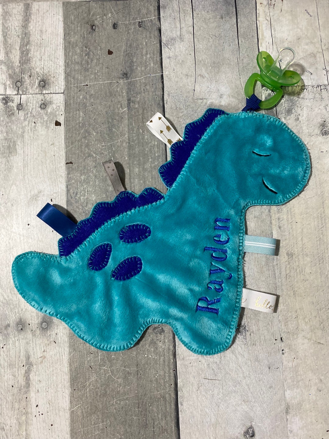Dinosaur Binky Buddy, Dino Lovey, Pacifier Holder, Minky Lovie Silky - Etsy