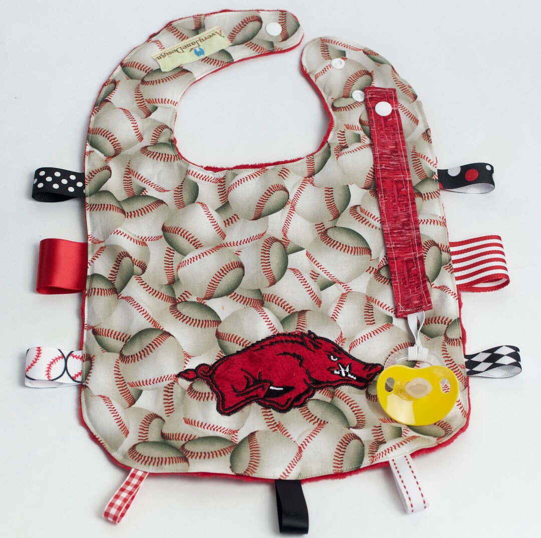 Arkansas Razorbacks Baby Bib: Reversible Binky Clip Bib - Etsy
