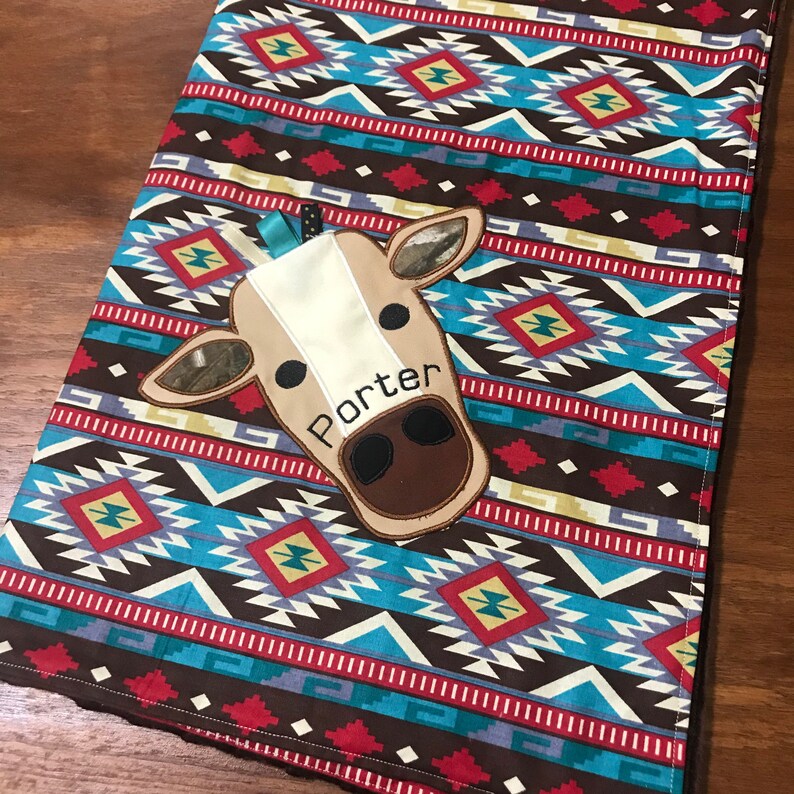 Personalized Boy Aztec Cow Buddy Blanket With Matching Cow - Etsy