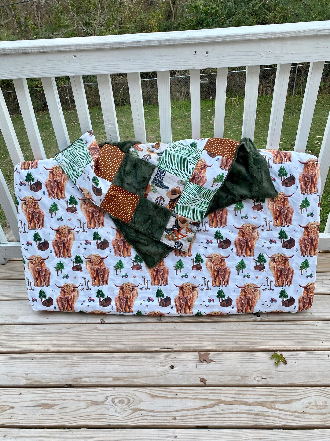 Highland Cow Crib Sheet With Matching Patchwork Blanket - Etsy