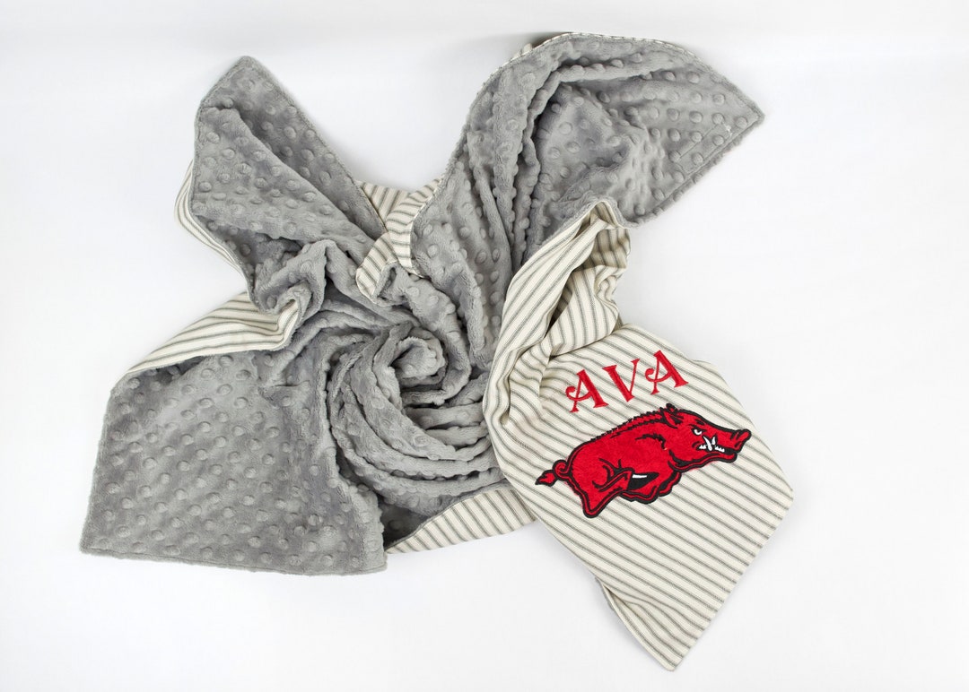 Personalized Ticking Razorback Baby Blanket, Arkansas Razorback Toddler ...