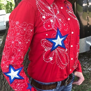 Custom Patriotic Embroidered Rodeo Shirt: Western Show Apparel - Etsy