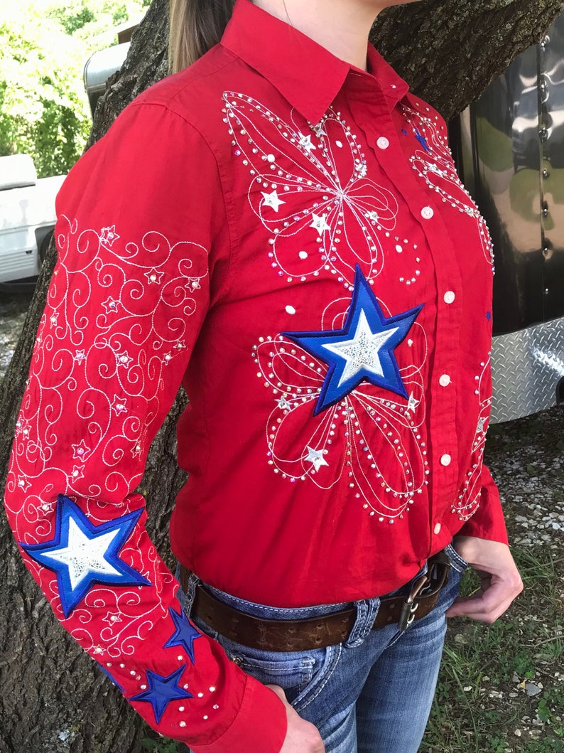 Custom Patriotic Embroidered Rodeo Shirt: Western Show Apparel - Etsy