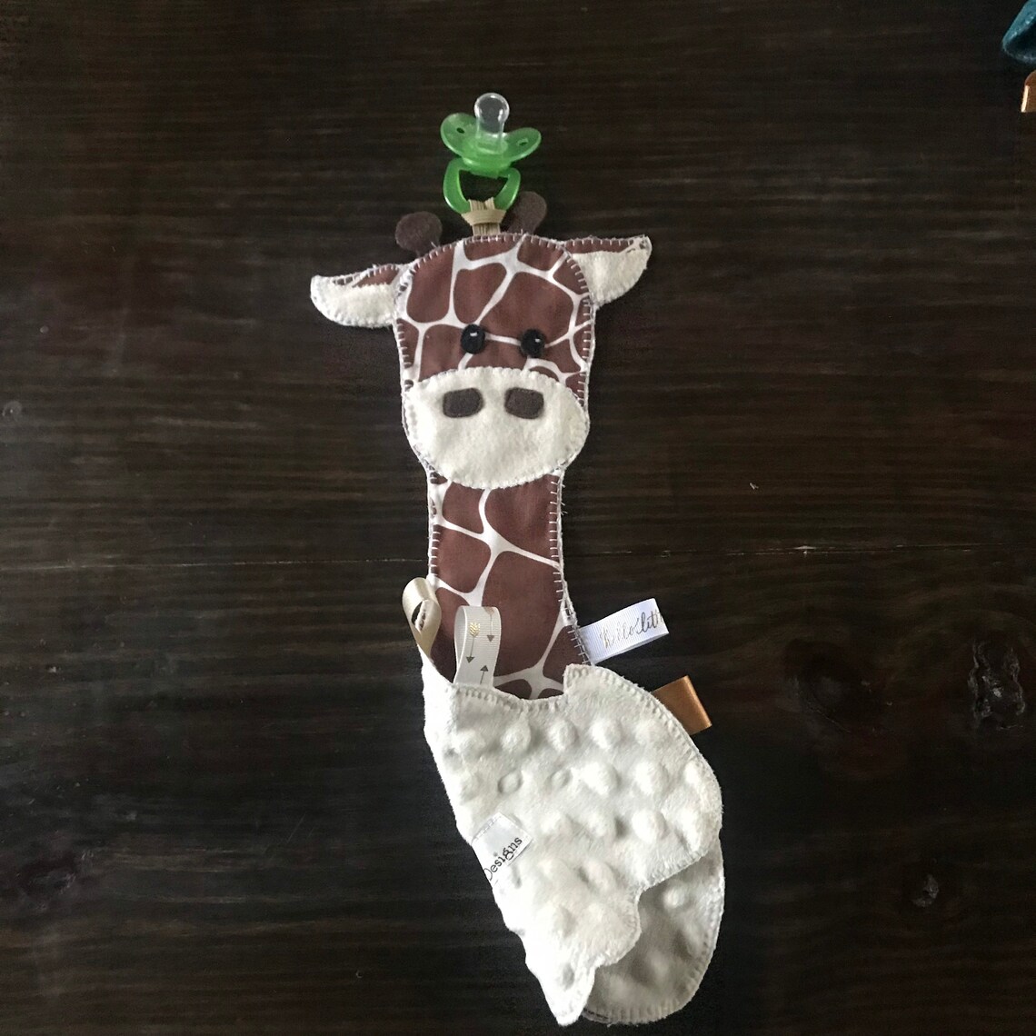Giraffe Lovey Pacifier Holderpersonalized Baby Gift Paci | Etsy