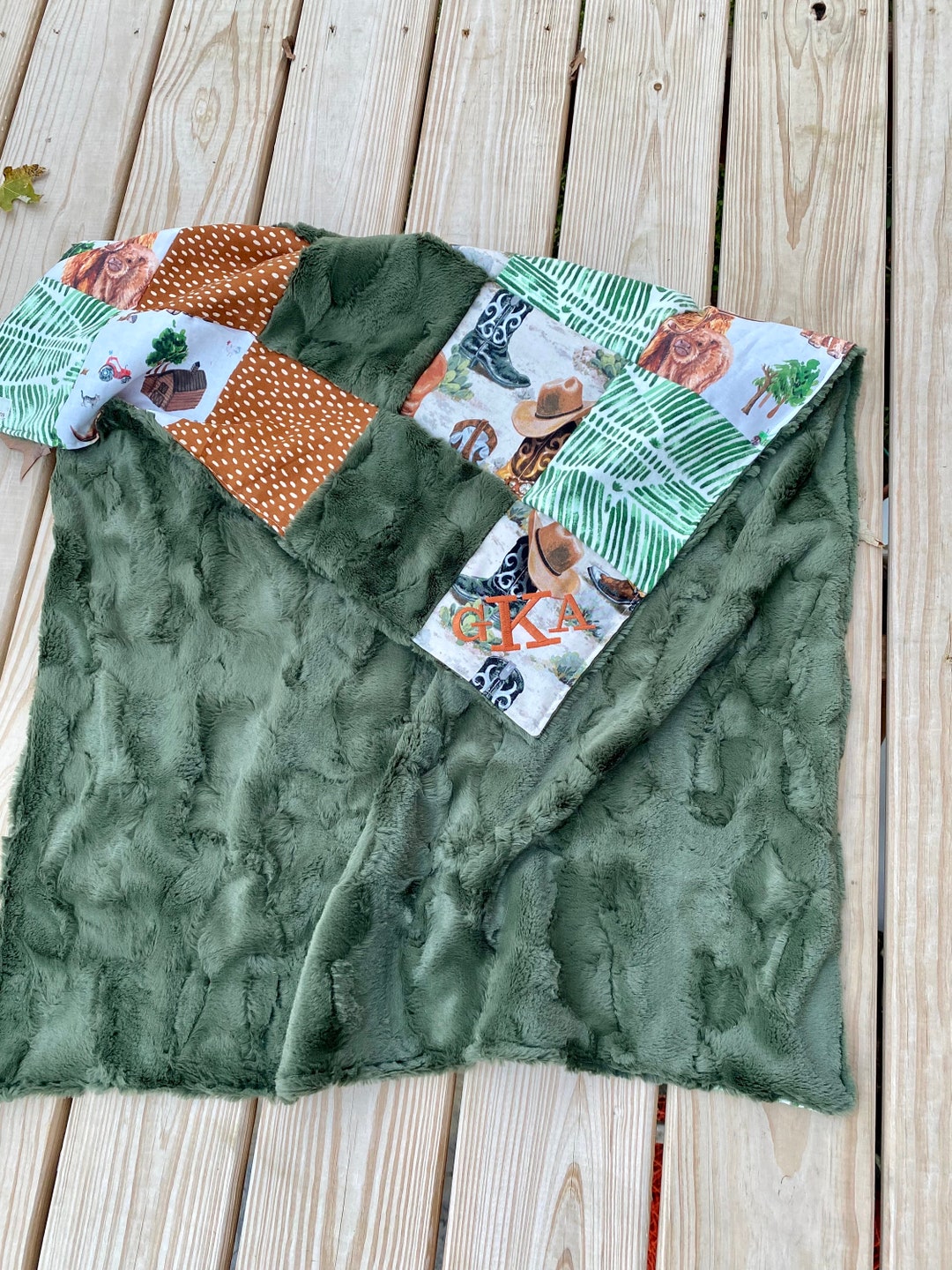 Highland Cow Patchwork Blanket for Babies and Toddlers, Personalized ...