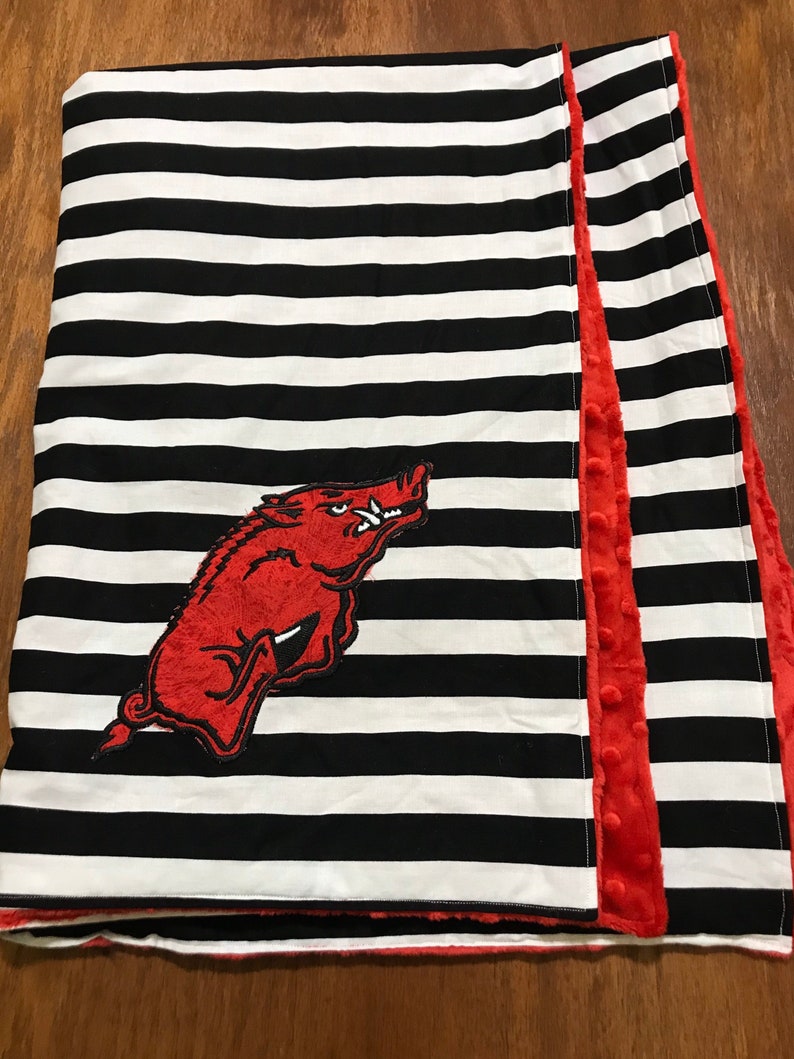 Personalized Razorback Baby Blanket Black Stripe Toddler - Etsy