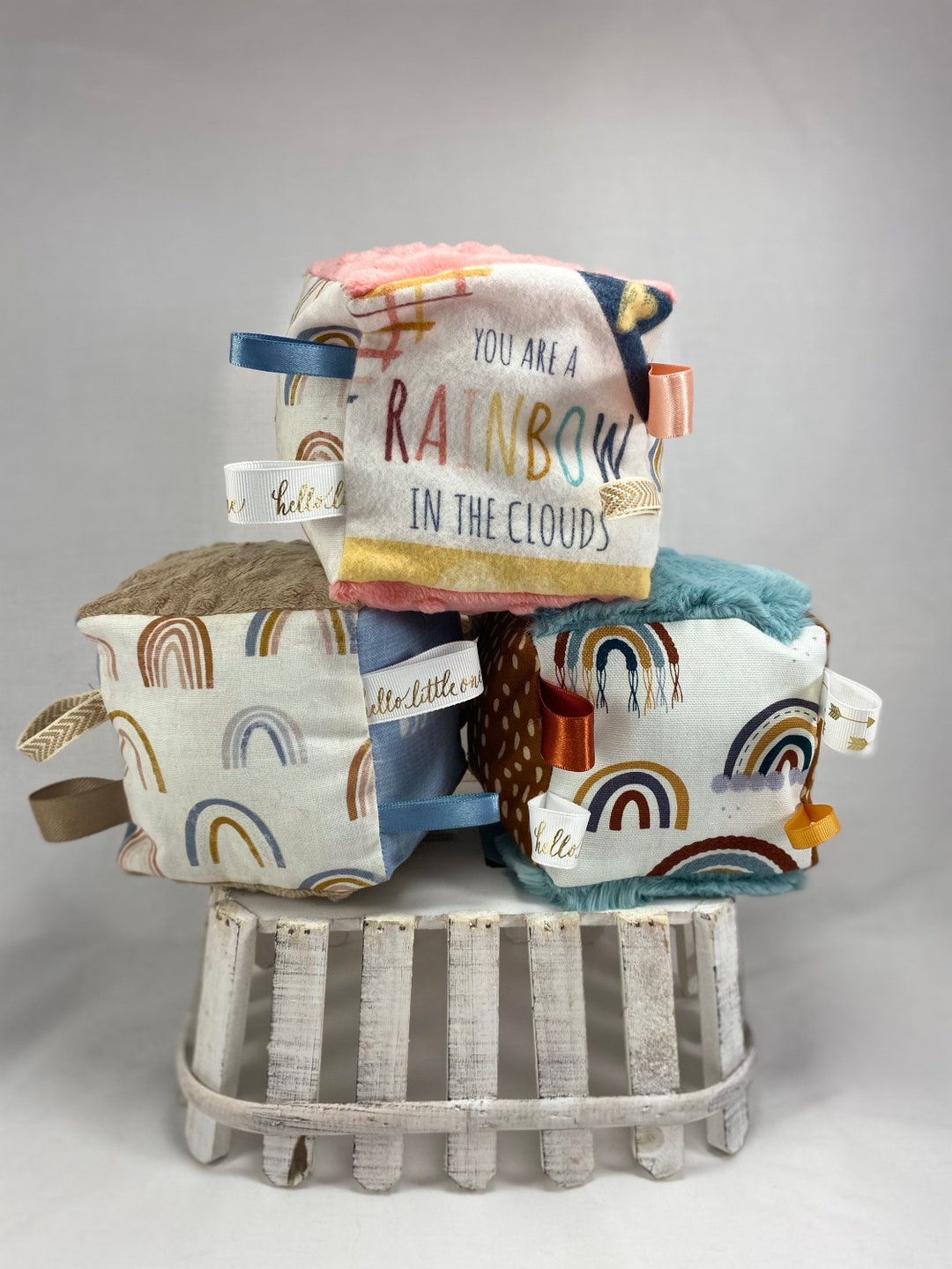 Rainbow Stuffed Crunchy Cube, Sensory Play, Best Baby Toy, Handmade ...