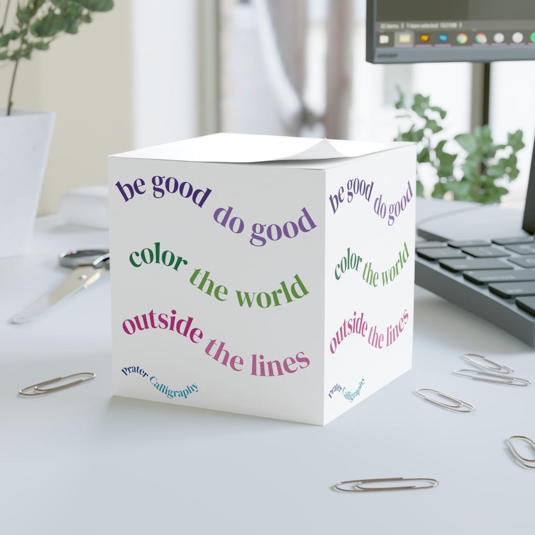 Note Cube, Inspirational Calligraphy Cube, Desk Decor, Motivational ...