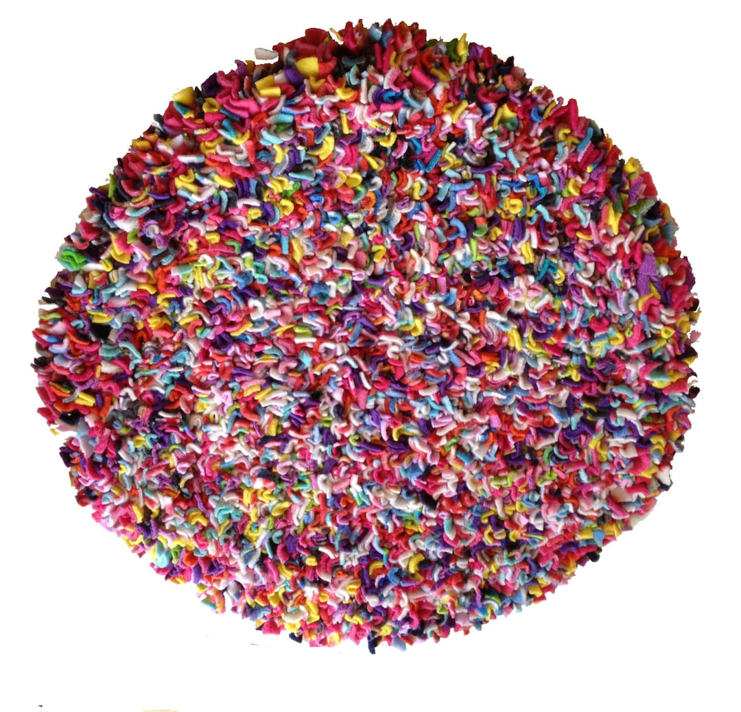 Proggy Mat Large Dolly Mixture Round Cushion | Rag Rug Kit | Home Decor ...
