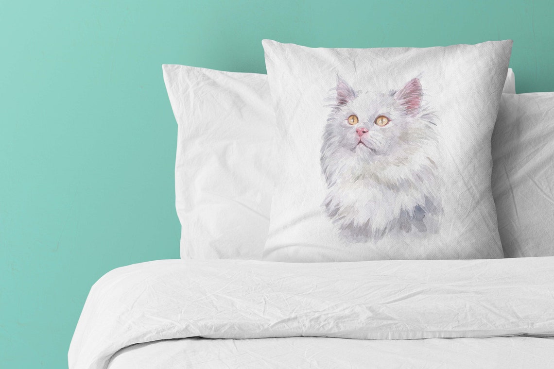 Watercolour Deutsch Langhaar Cat Breed Panel Printed Fabric Natural ...