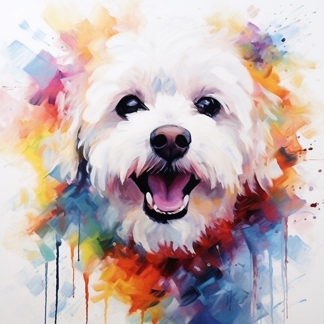 Rainbow Splatter Maltese Panel | Printed Fabric | Natural Panama ...