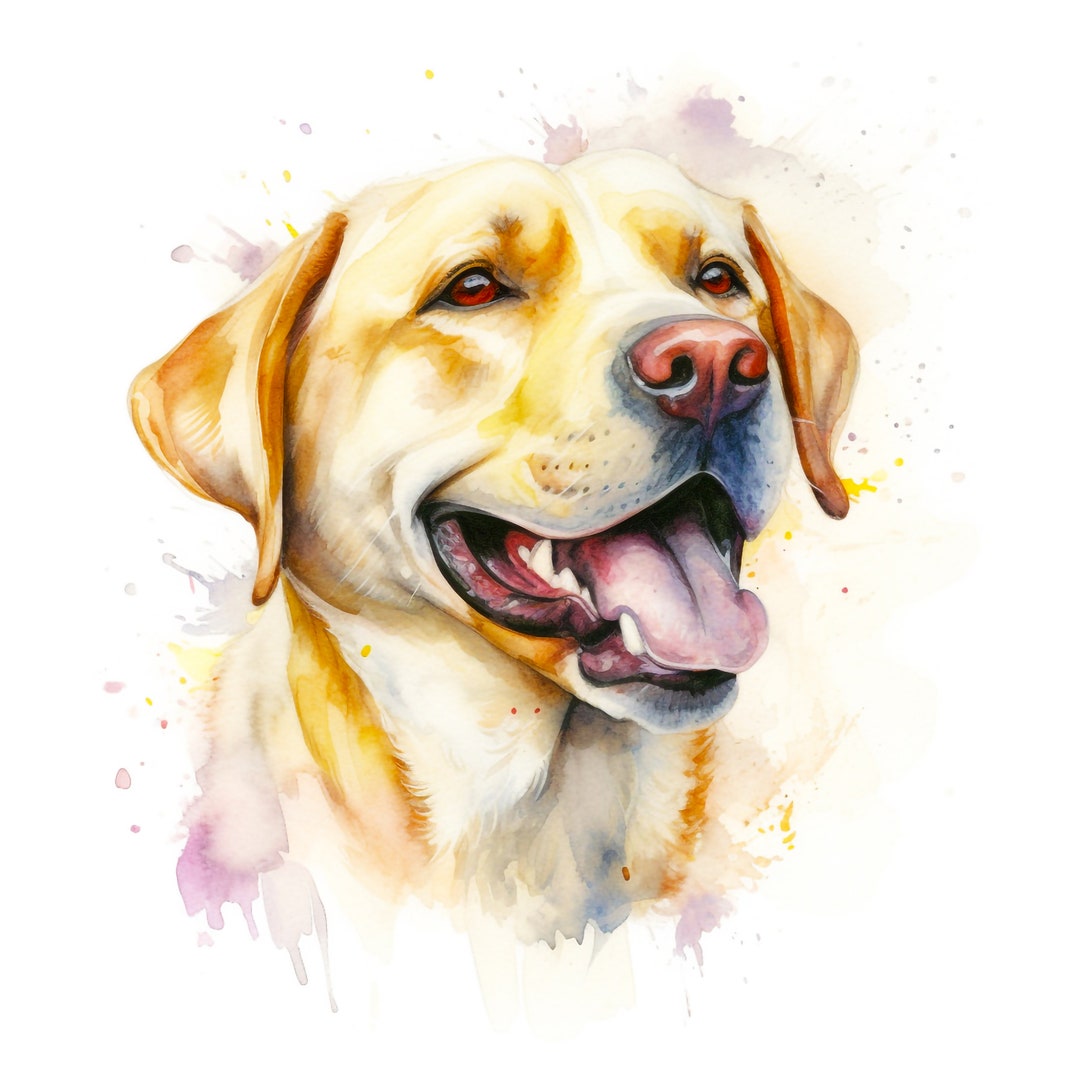 Rainbow Splatter Golden Labrador Panel | Printed Fabric | Natural ...