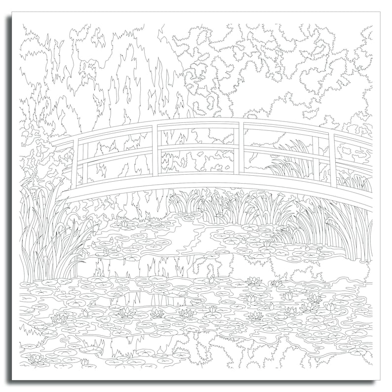 Colouring in Quilting Cotton Panel Waterlily Pond by Claude Monet - Etsy