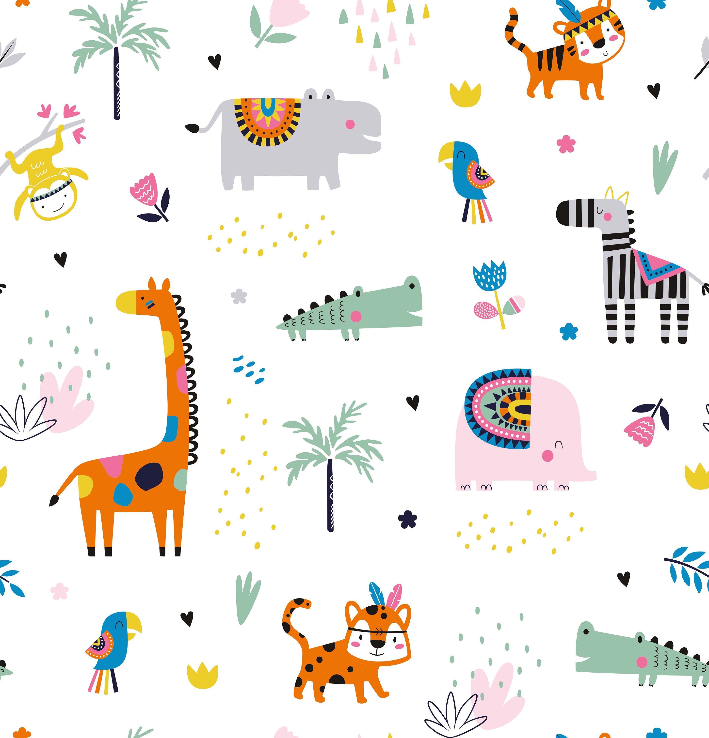 Safari Animal Pattern Quilted Cotton Digital Prints Twisted Textile 1 ...