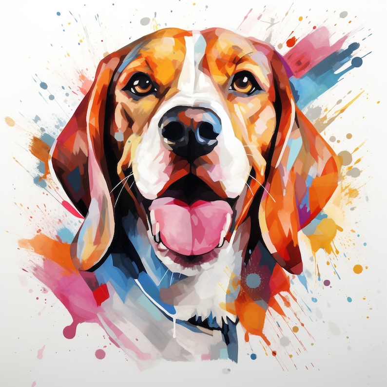 Rainbow Splatter Beagle Panel Printed Fabric Natural - Etsy