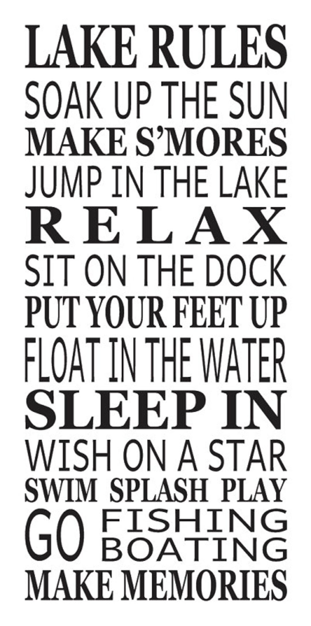 Lake Rules STENCIL 2 Large 12x24 for Painting Signs, Airbrush, Crafts ...