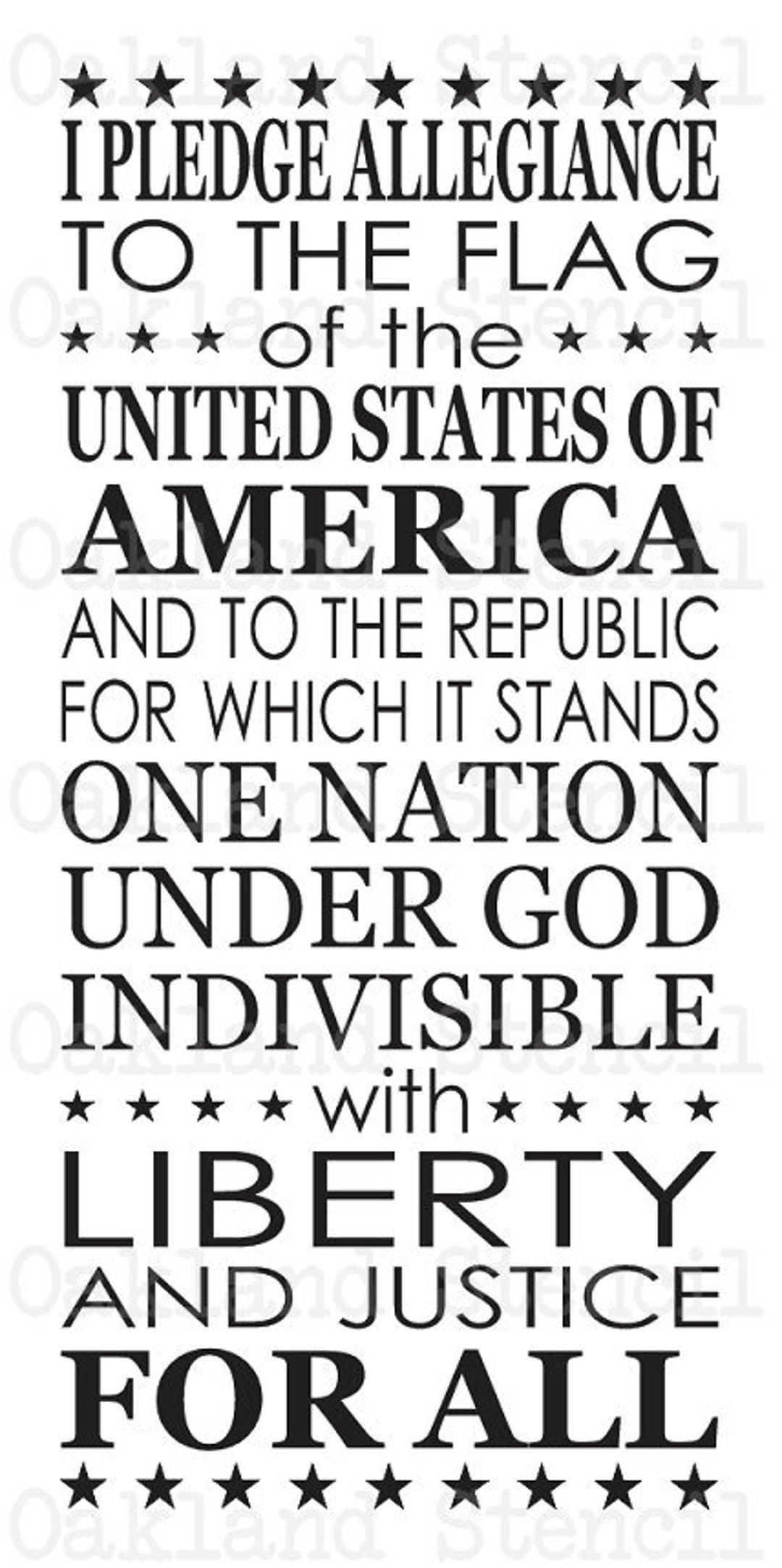 Pledge of Allegiance STENCIL Large 12x24 for Painting Signs Walls 4th ...