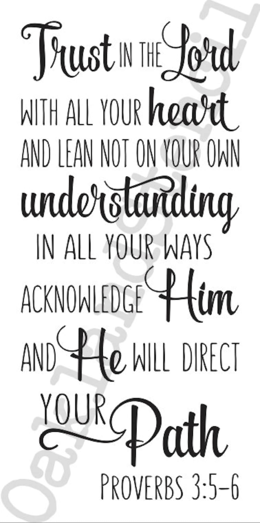 Inspirational Stencil**trust in the Lord-proverbs 3:5-6**two Sizes to ...