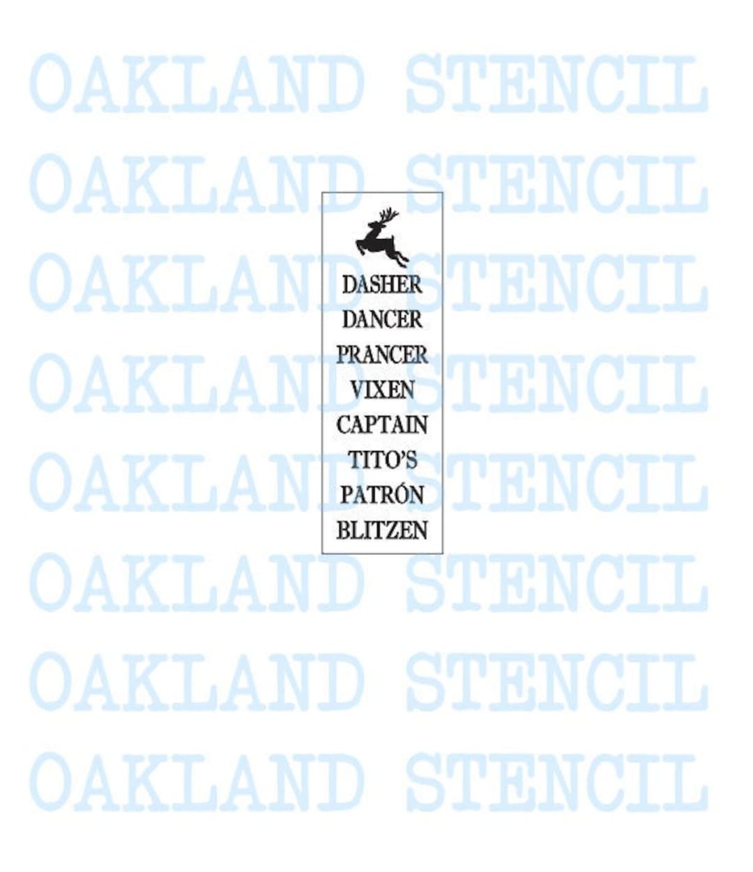 Reindeer Names STENCIL Vertical for Painting Wood Signs Alcohol Liquor ...