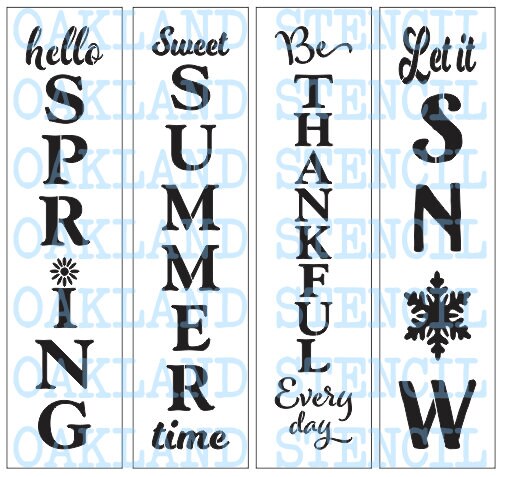 Vertical STENCIL Set of 4 for Painting Wood Signs Porch Spring | Etsy