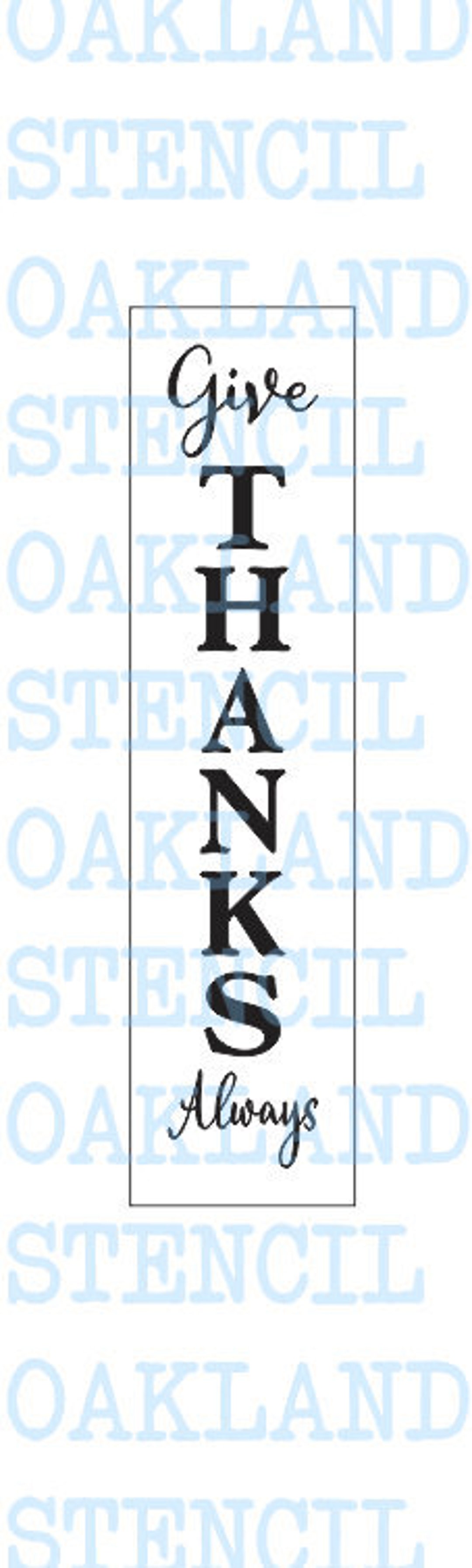 Give Thanks Always STENCIL Vertical for Painting Wood Signs Large Fall ...