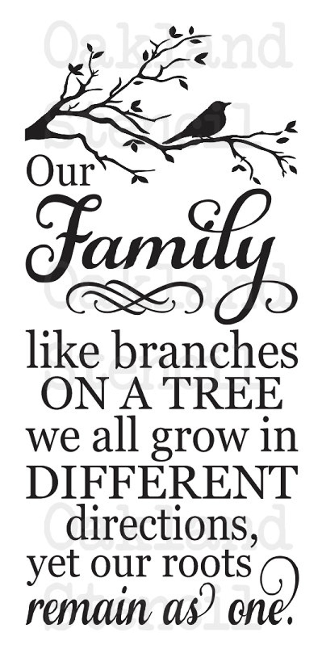 Family STENCIL **our Family, Like Branches on a Tree**12"x24" for ...