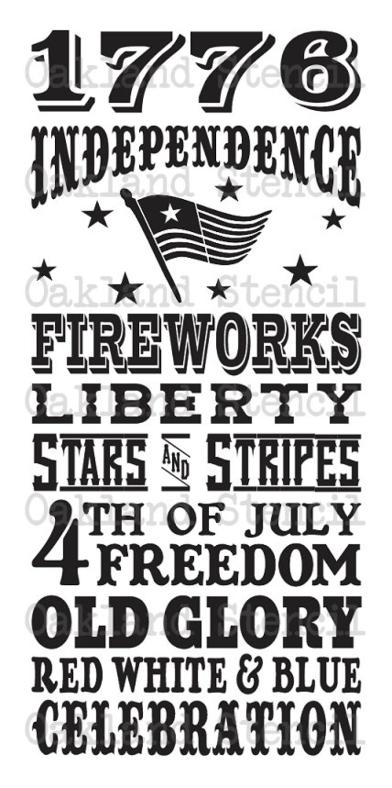 4th Of July Stencil 1776 Independence Fireworks Large Etsy