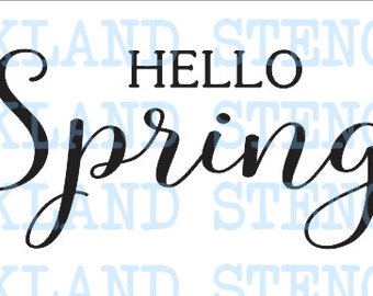 Hello Spring Stencil - Etsy