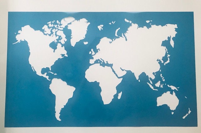 World Map STENCIL 5 Sizes 6"x10"--20"x34" for Painting Signs Walls Wood ...
