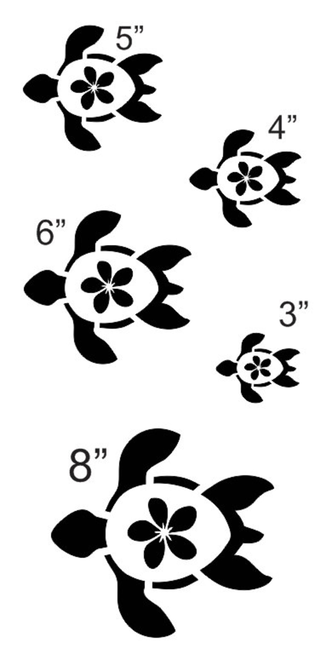 Turtle W/plumeria STENCIL Sheet With 5 Total Sizes 3 | Etsy