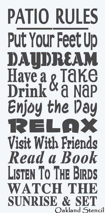 Patio Rules STENCIL Large 12x24 for Painting Signs - Etsy