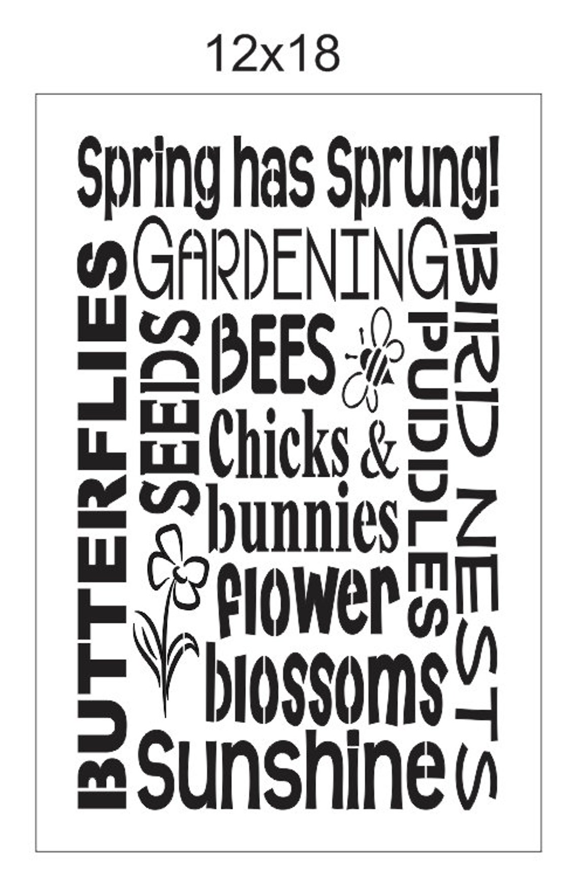 Spring STENCIL spring Has Sprung12x12 or - Etsy