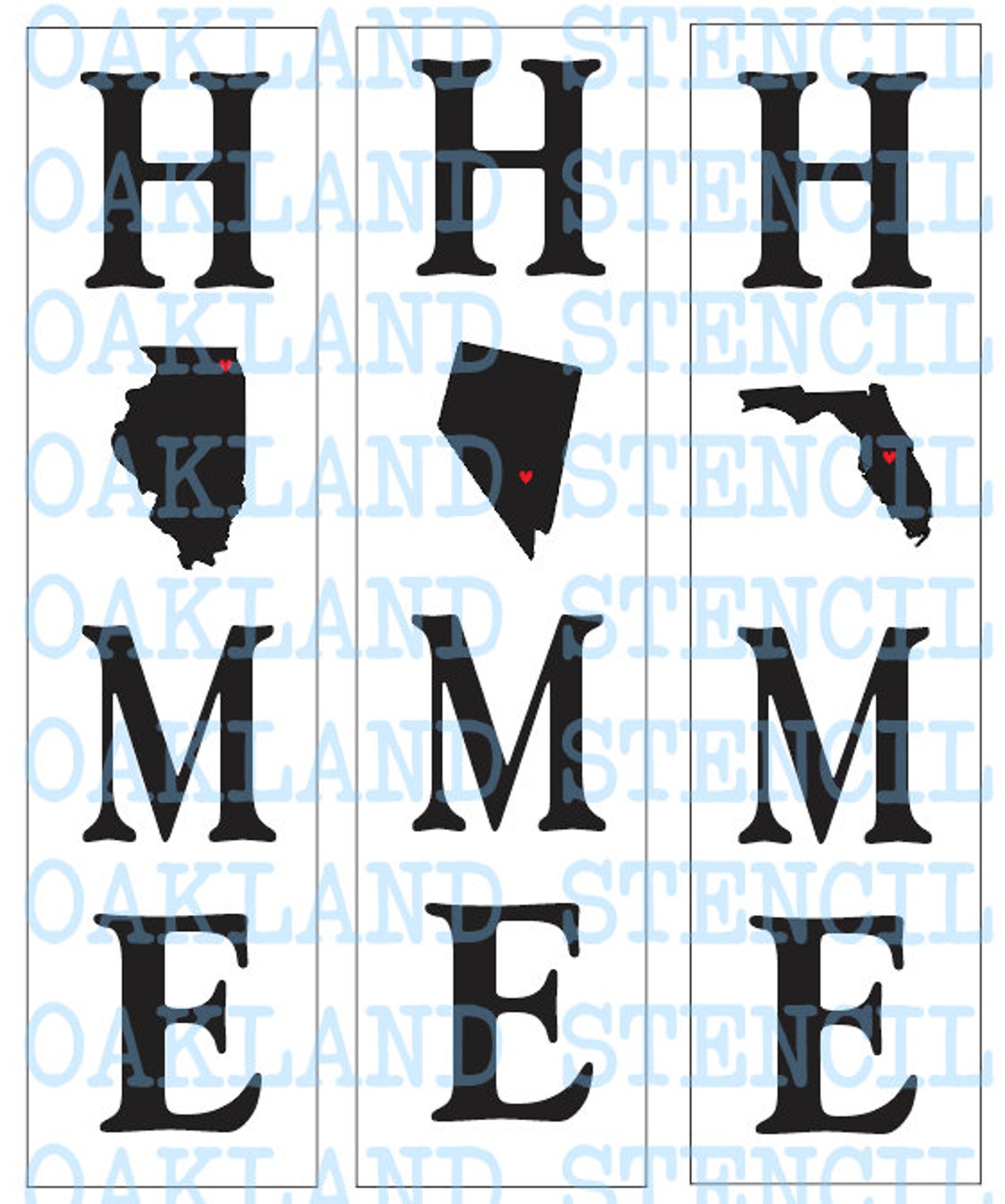 HOME STENCIL Vertical States for Painting Wood Signs Entryway Porch ...