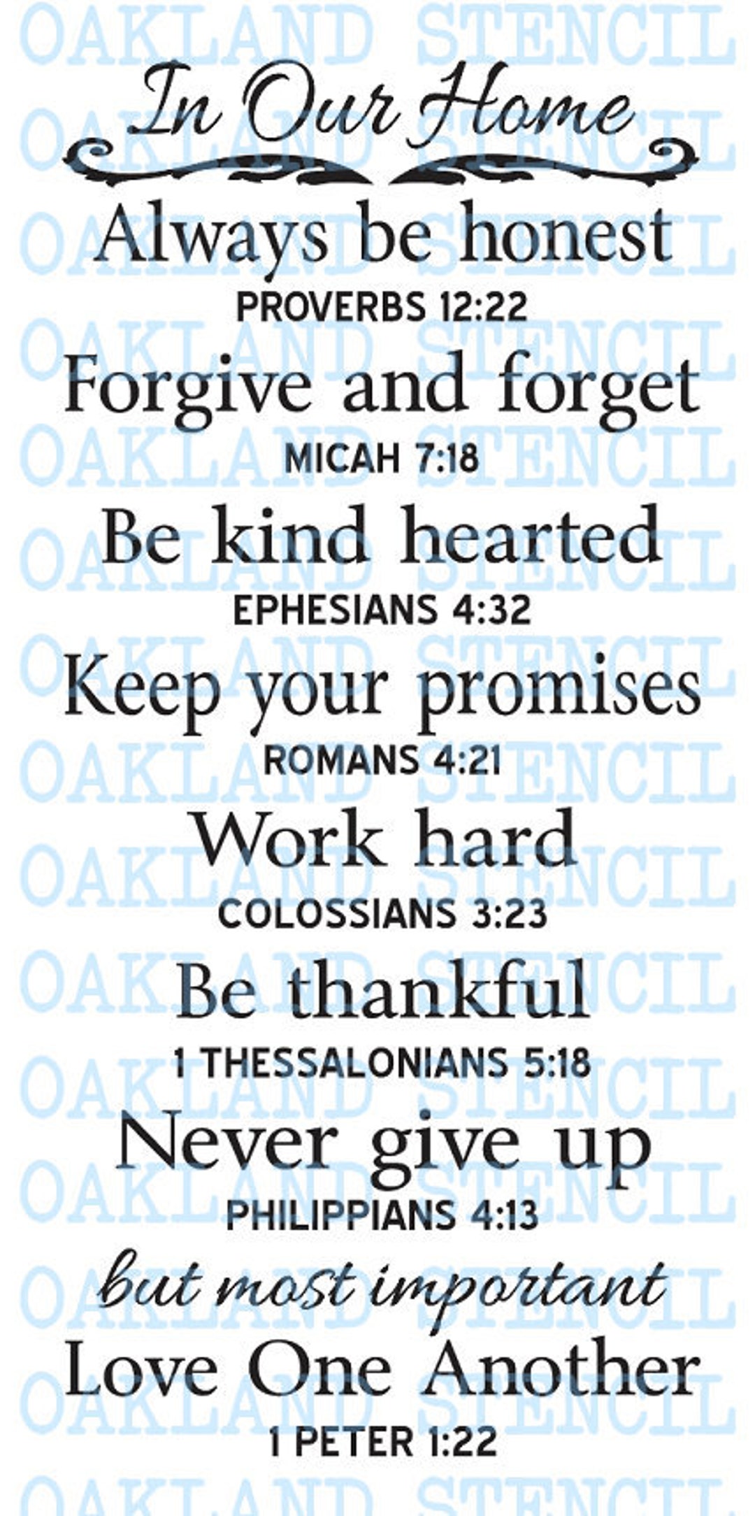In Our Home STENCIL With Bible Verses for Painting Wood Signs Canvas ...