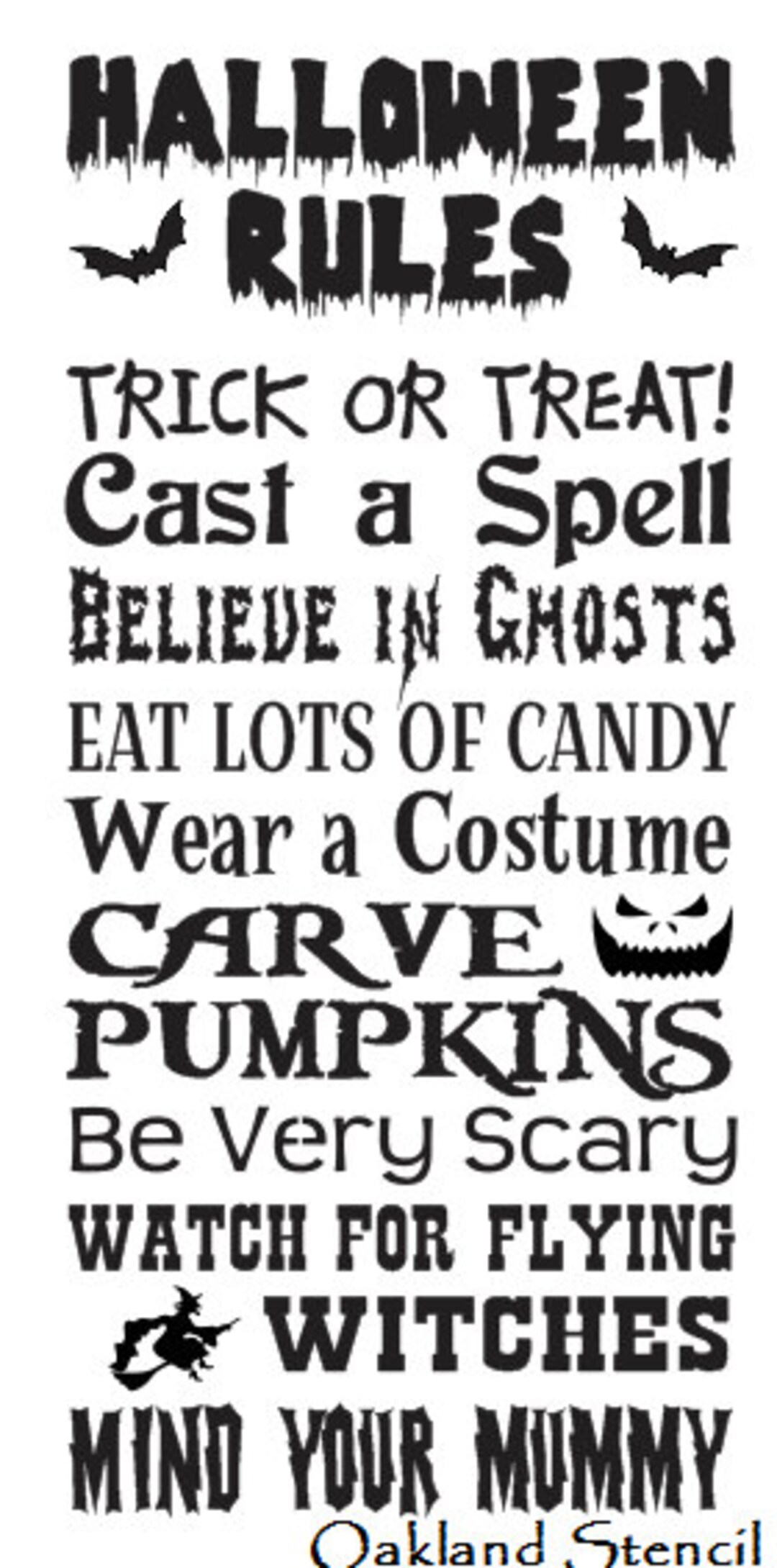 Halloween Rules STENCIL Large 12"x24" for Painting Signs Walls Wood ...