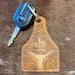 Tooled Leather Cross, Ear Tag or Cowhide Shape With Leather Backing Key ...