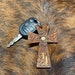 Tooled Leather Cross, Ear Tag or Cowhide Shape With Leather Backing Key ...