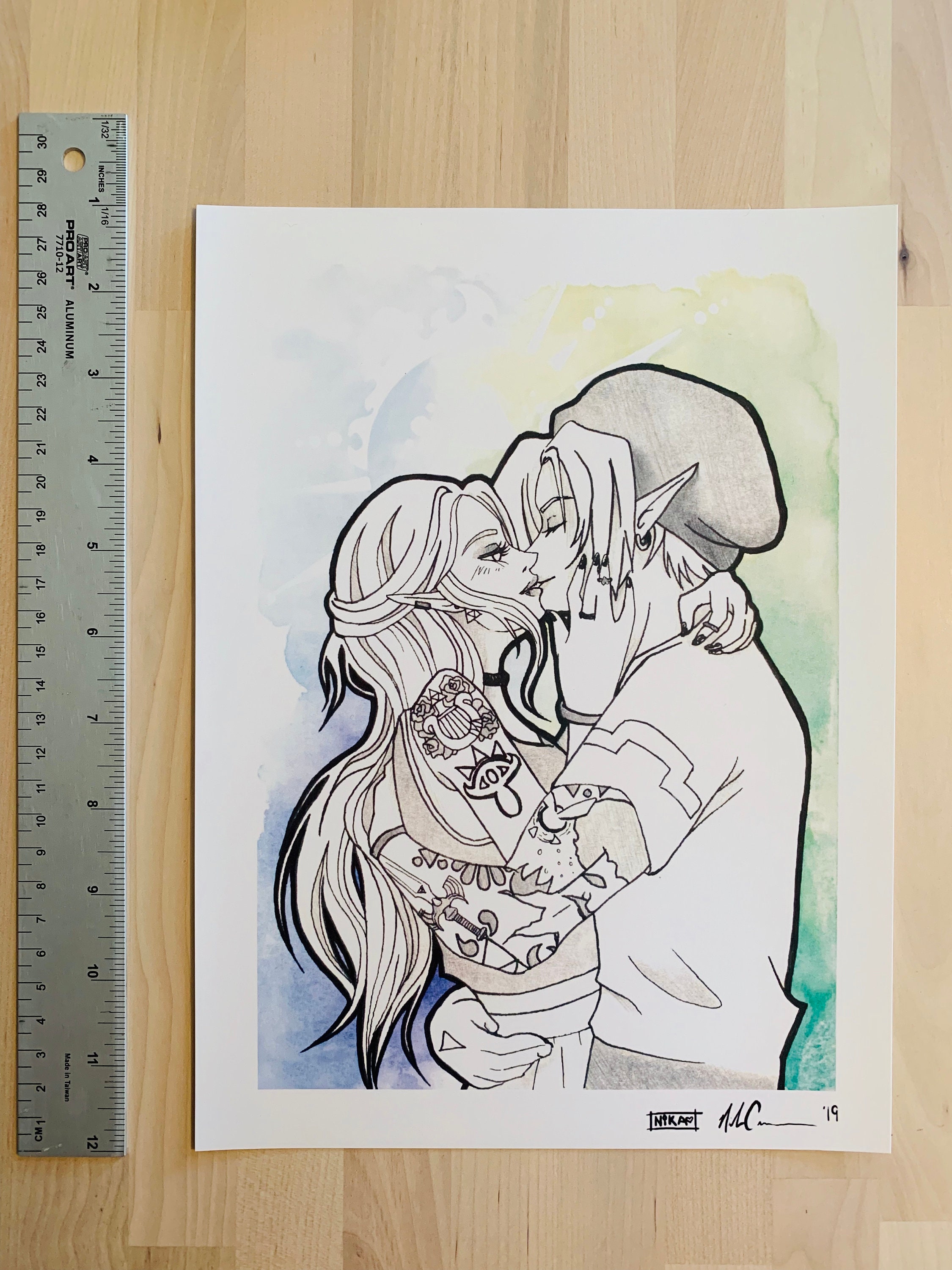 Link And Zelda Kiss Drawing